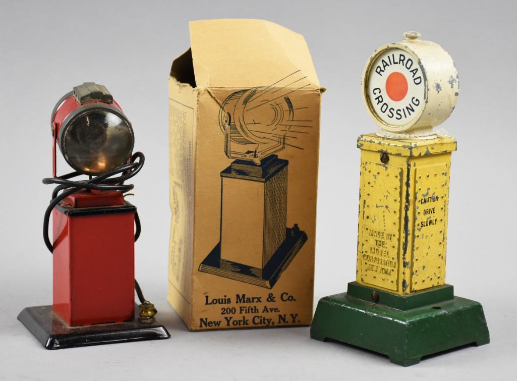 Pre War Lionel & Marx Searchlight & Railroad Crossing