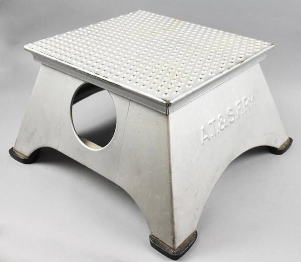 Vintage Santa Fe Rr Morton Embossed Metal Step Stool