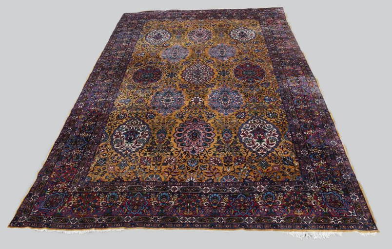 Vintage Large 16' X 10' Turkish Kerman Wool Area Rug