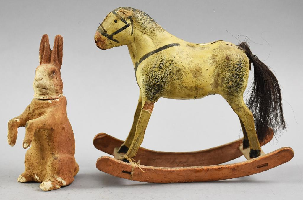 Antique Papier Mache Rabbit Candy, Rocking Horse - Apr 24, 2022 ...