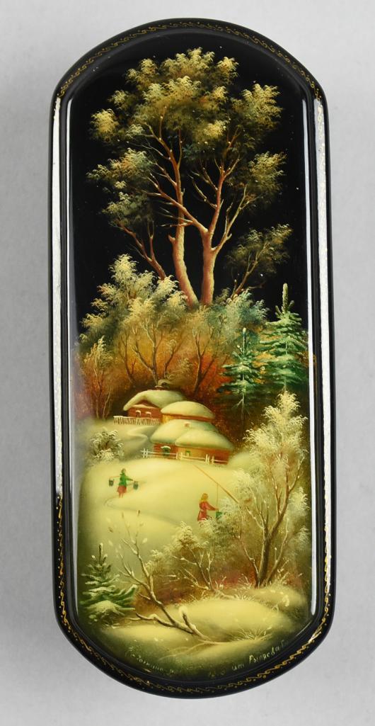 Vintage Russian Fedoskino Lacquer Box, Signed W/ Coa