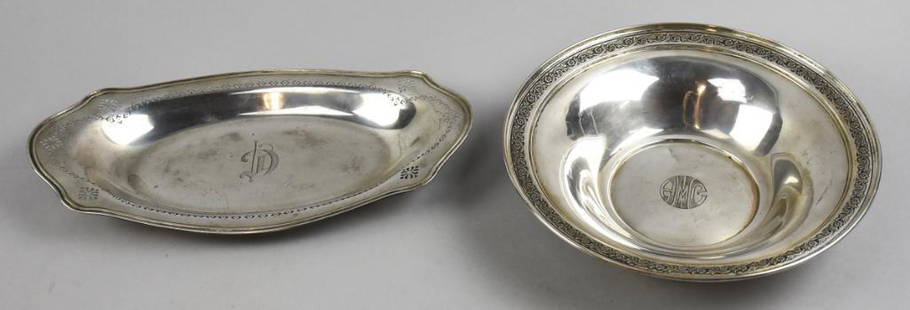 Sterling Whiting Center Bowl With Hibiscus Relief