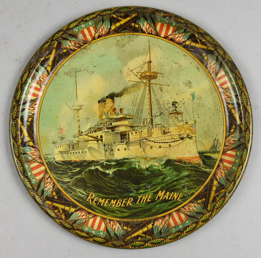c1900 Remember the Maine, Tin Litho Tray, Chas W. Shonk - Dec 18, 2022 ...