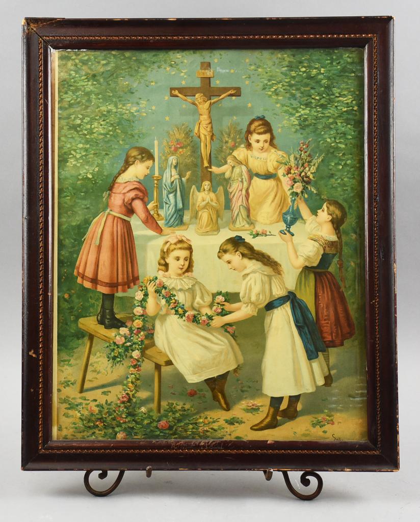Fridolin Leiber (1853 1912 German) Religious Chromolithograph