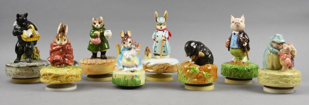 (8) Vintage Schmid Beatrix Potter Porcelain Music Boxes