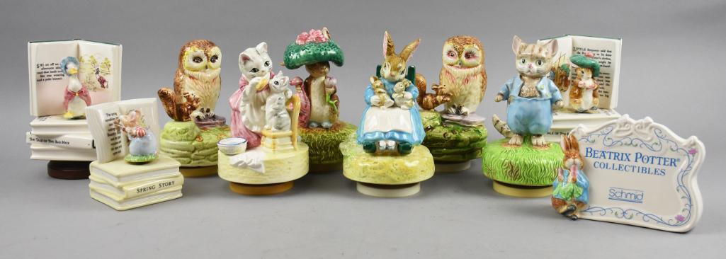 (10) Vintage Schmid, Plus Beatrix Potter Porcelain Music Boxes
