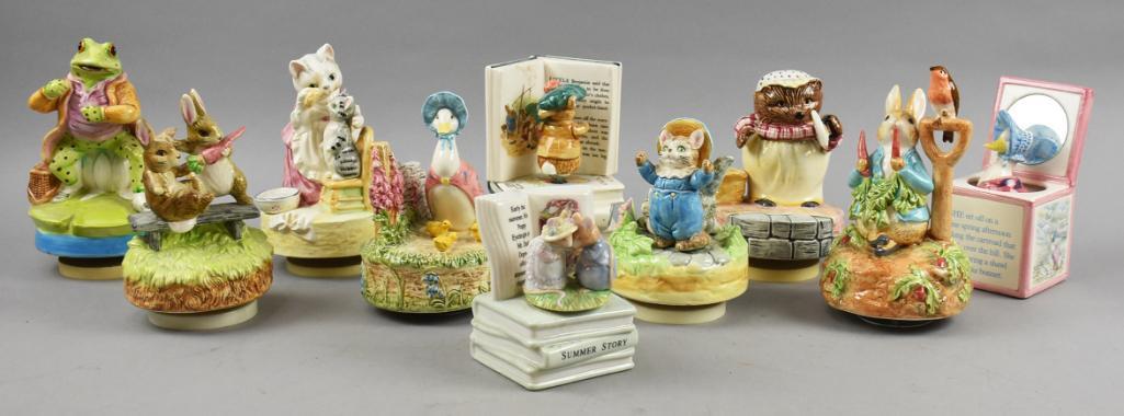 (8) Vintage Schmid, Plus Beatrix Potter Porcelain Music Boxes (#0208 ...