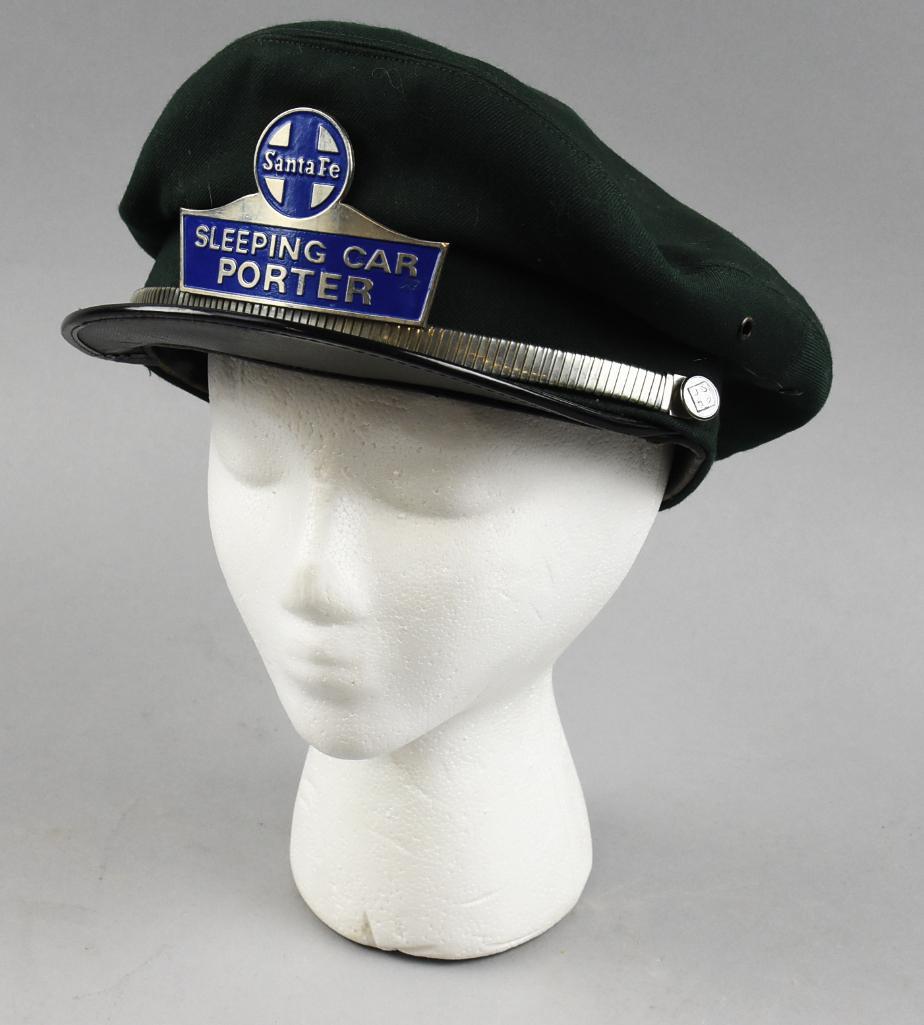 Vtg Santa Fe Railroad Sleeping Car Porter Hat Badge & Cap
