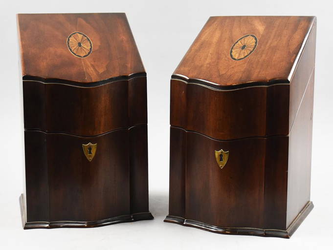 Federal Style Mahogany Slant Front Cutlery/kinfe Boxes