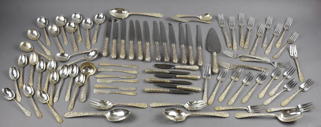 (81) Pieces 1932 Alvin Sterling Silver Flatware, Bridal Bouquet ...