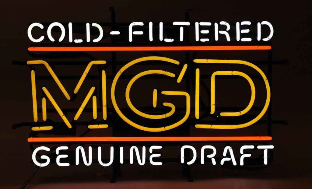 Cold Filtered MGD Genuine Draft Neon Sign, Works (#0587) on Mar 26 ...