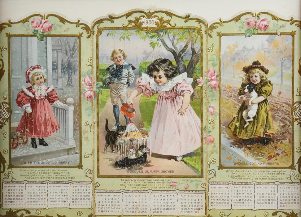 1899 United States Rubber Co. 1900 Lithograph Calendar Auction