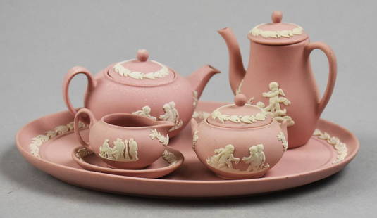 Vintage Wedgwood Pink Jasperware Mini Tea Set