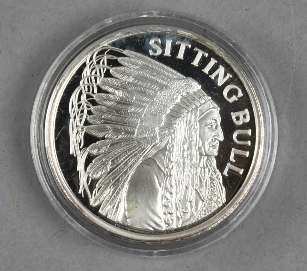 Sitting Bull 1 Oz .999 Fine Silver Coin, Uncirculated Auction