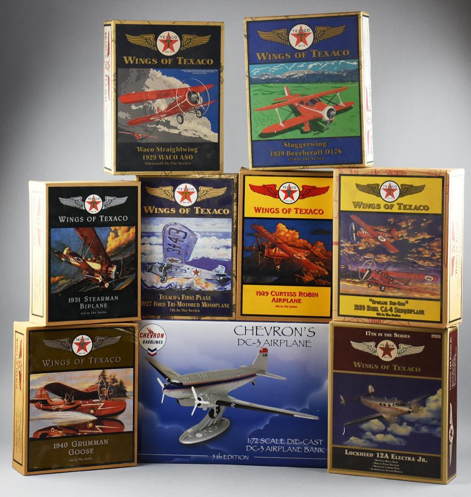 (8) Vintage Wings Of Texaco & Chevron Die Cast Planes Auction