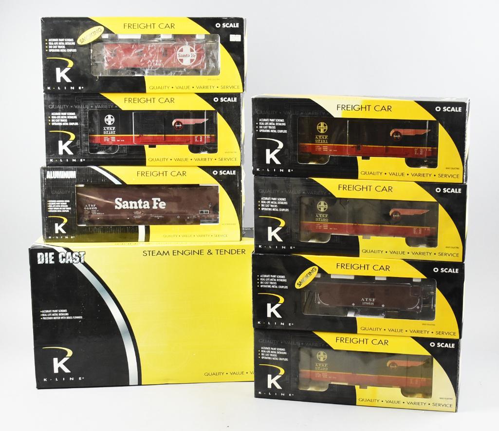 (8) K-line Loco & Tender, Boxcars, Caboose, Hopper, Original Boxes Auction