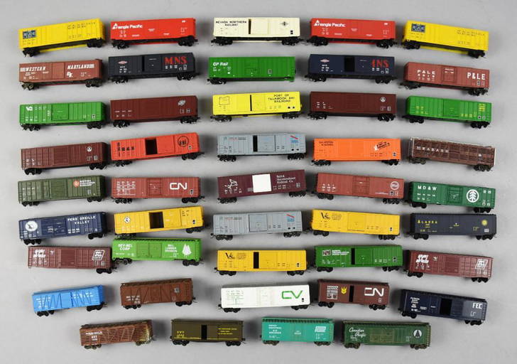 Approx. 40 N Scale Box Cars Various Railroad Companies