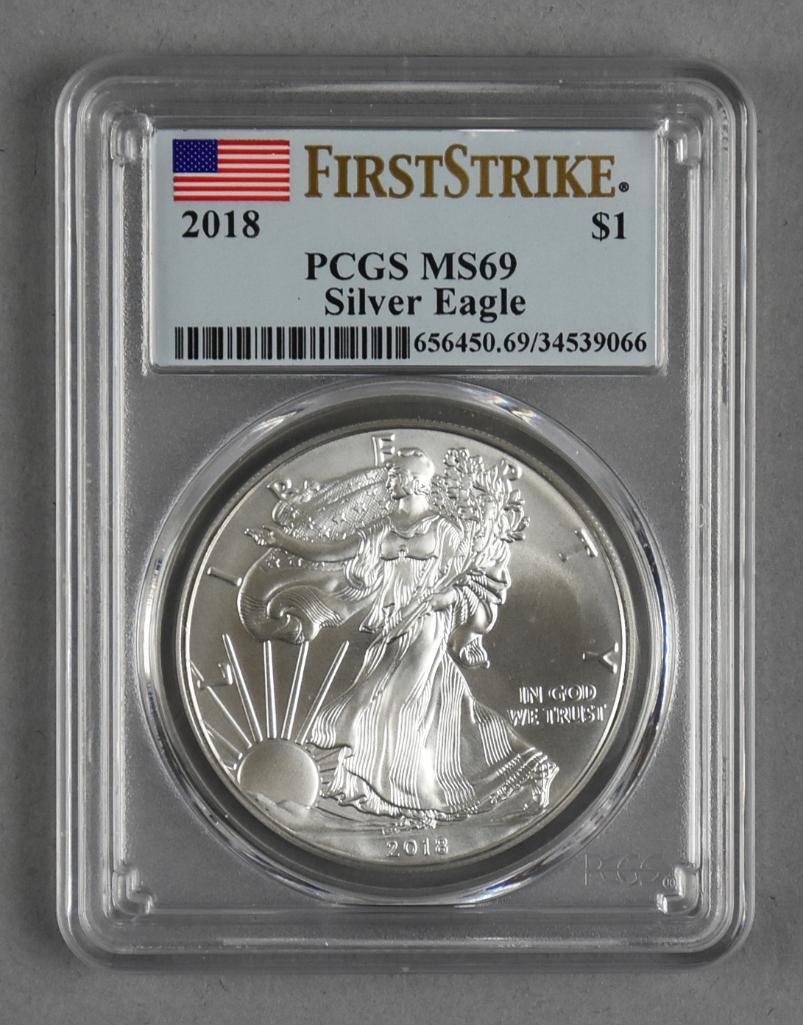 2018 First Strike Silver Eagle Pcgs Ms69 Auction