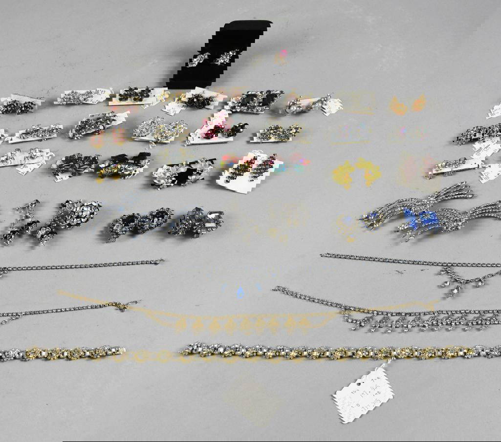 Vintage Lot Costume Jewelry, Some Signed, Weiss, Schiaparelli Auction