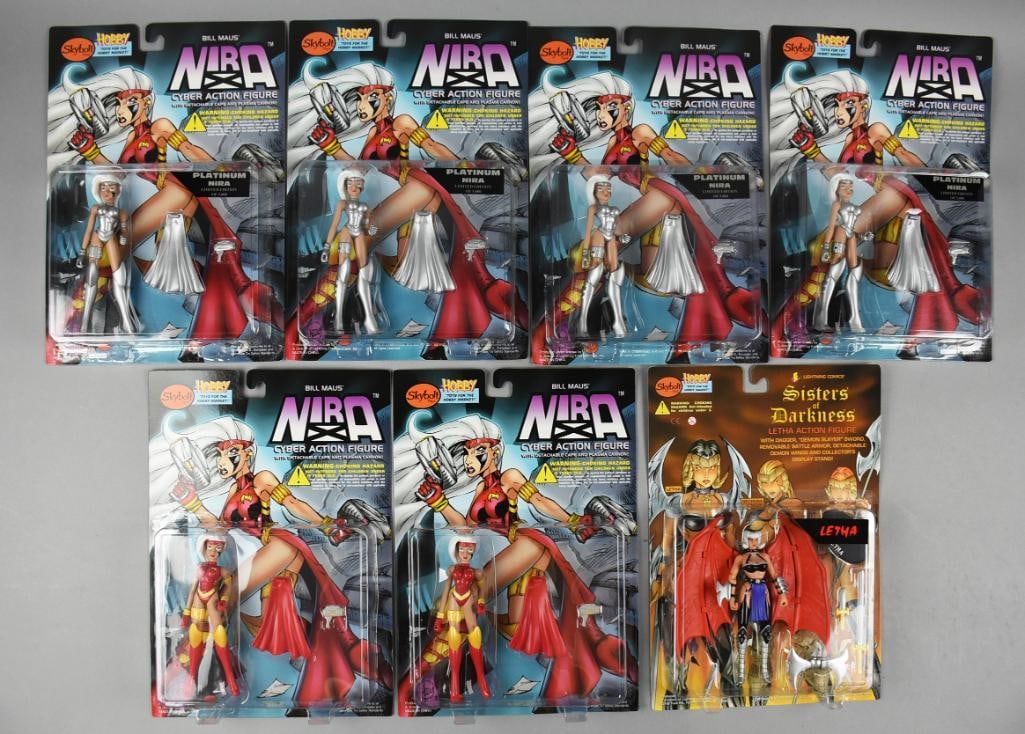 (7) Sky Bolt Nira X Platinum Action Figs Mfg Ship Box Nos