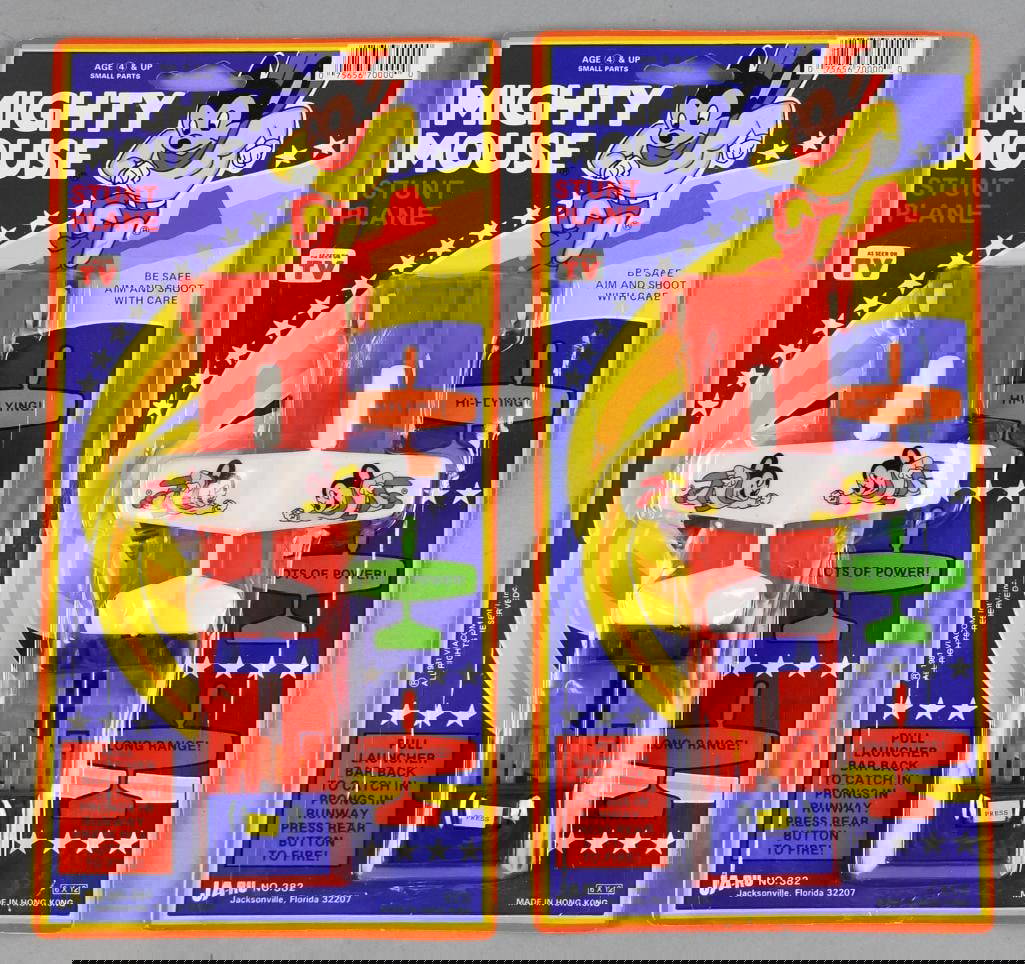 (2) 1981 Mighty Mouse Stunt Plane As Seen On Tv, Carded-nos Auction