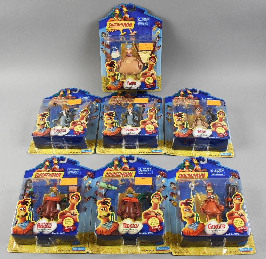 (7) Playmates Chicken Run Action Figures Carded Nos