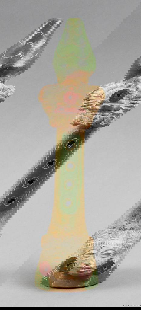 Vintage Aztec Warrior Clay Flute Auction