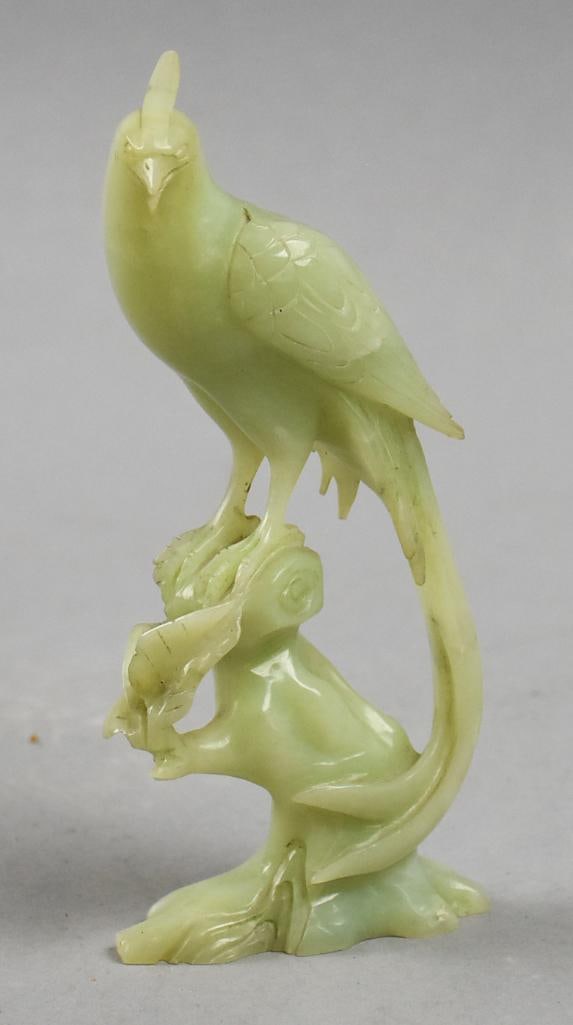 Chinese Carved Jade Bird Of Paradise Sculpture Auction