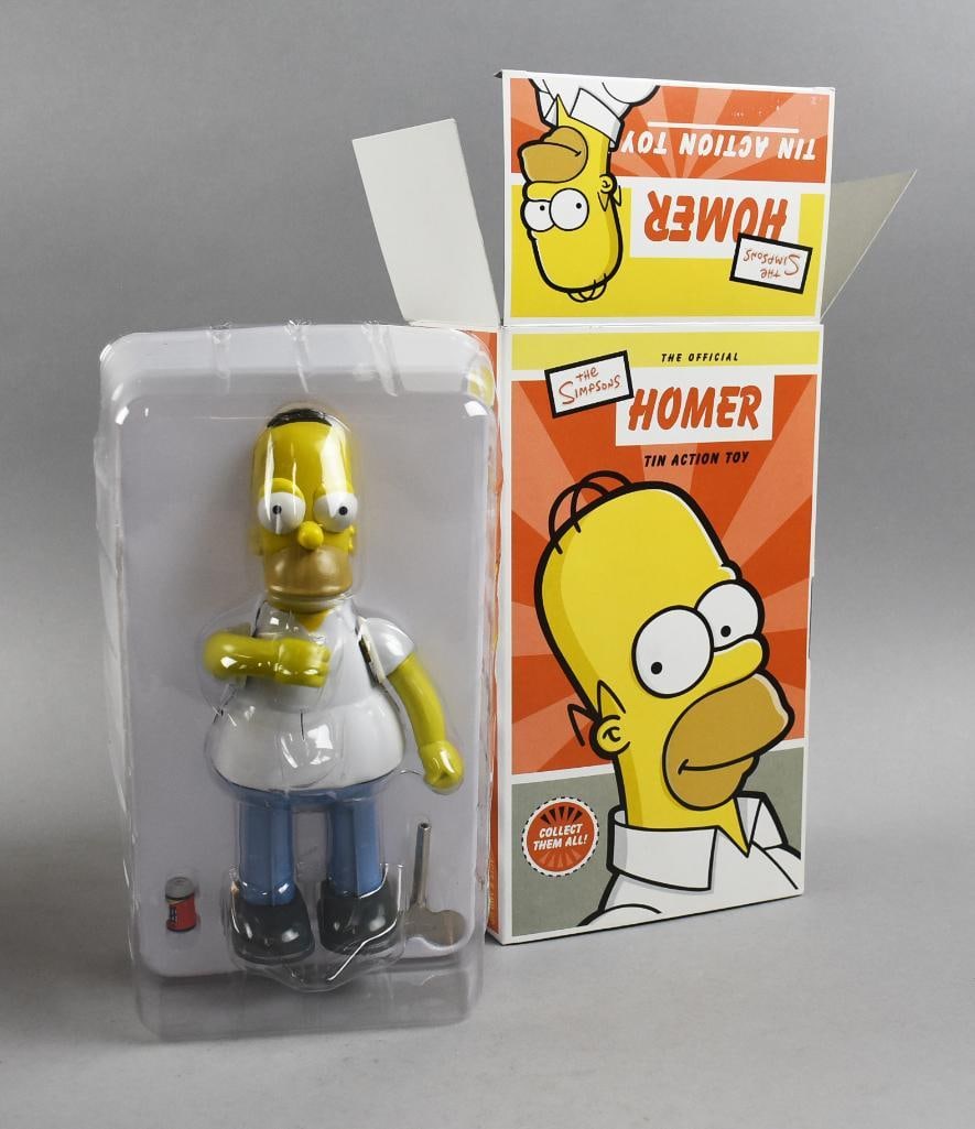 Homer Simpson Tin Action Toy, Mint In Box - Nos Auction