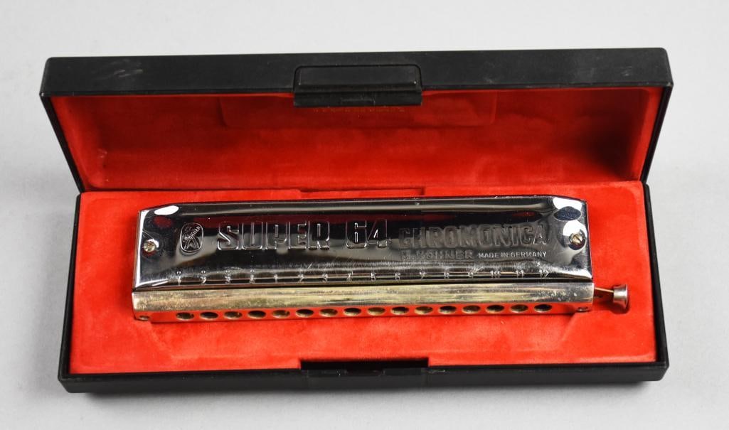 Vintage Hohner Super 64 Chromonica Harmonica - Nos Auction