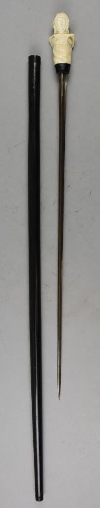 Antique Bone & Ebonized Wood Sword/walking Stick Auction