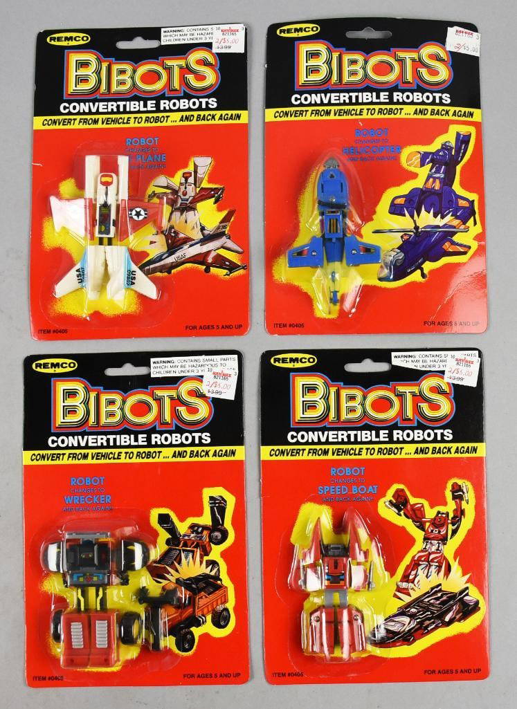 (4) 1992 Remco Bibots Convertible Robots - Moc - Nos Auction