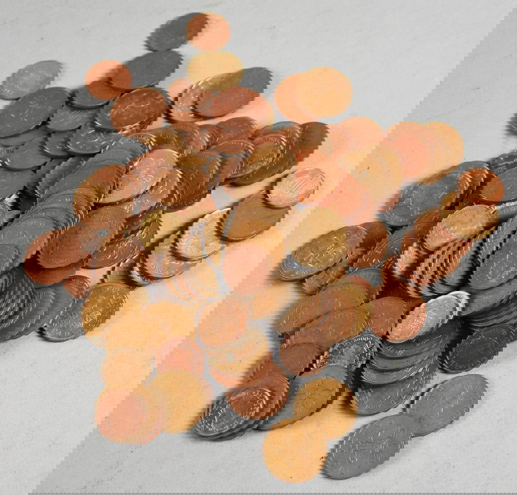 Almost 2 Lbs Unsorted Foreign Copper Coins Auction