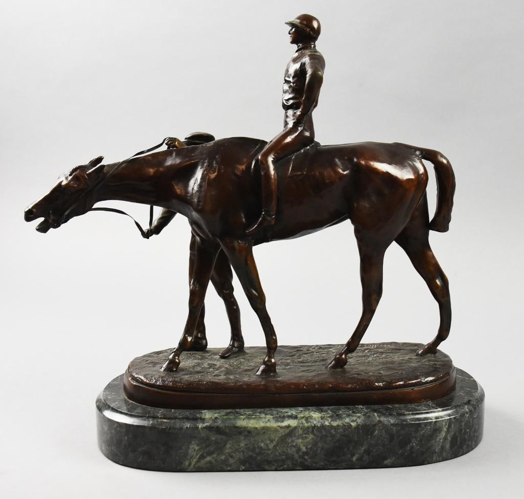 J Willis Goode (1845-1879) Signed Jockey & Horse Bronze Auction