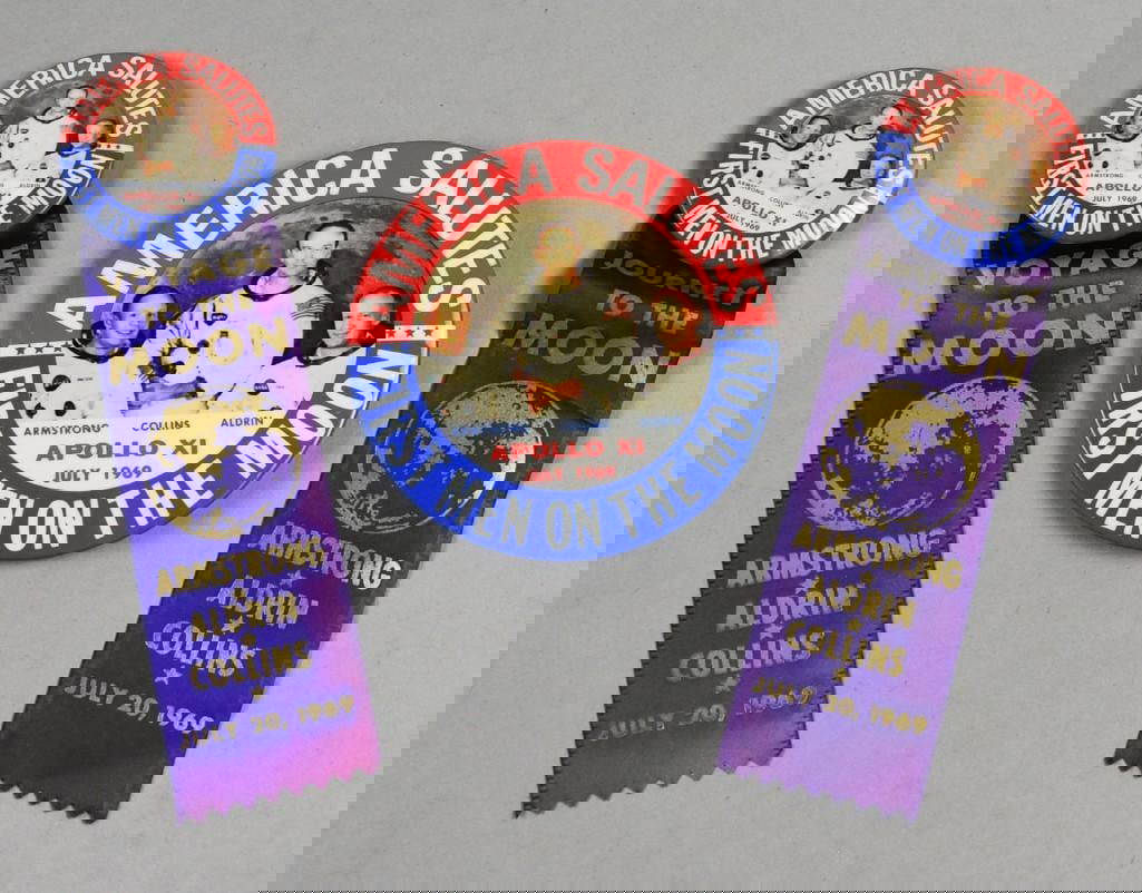 1969 Nasa First Men On The Moon Ribbons & Pinbacks Auction