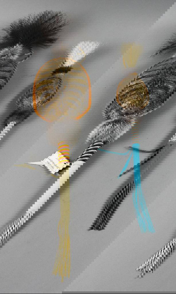 Pair Vintage Wet Foot Cherokee Turtle Shell Rattles-coa Auction