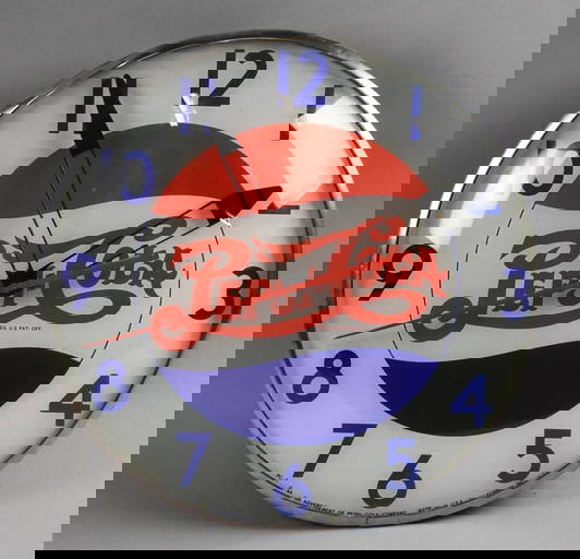 C1950 Telechron Pepsi Double Dot Light Up Clock Works!