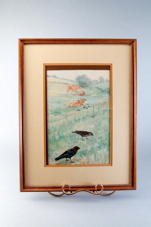 Robert Bruce Horsfall Watercolor Cow Birds 1914
