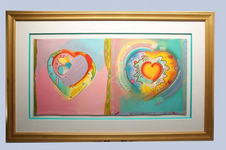 Peter Max Signed Hearts I And Ii Serigraphs Rare Signed