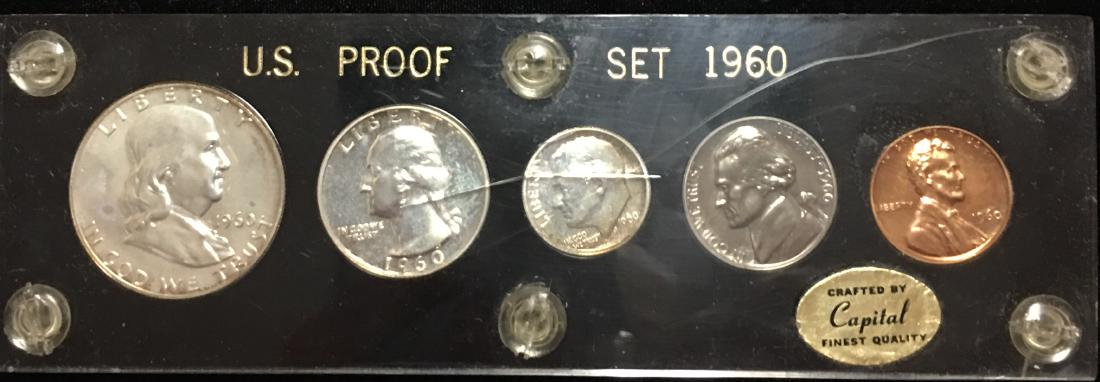 1960 Us Silver Proof Set 5 Coin Set Silver Coins: