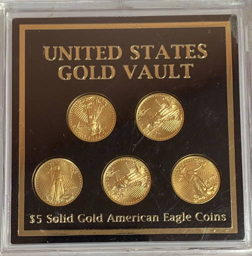 United Stated Gold Vault $5 Solid Gold American Eagle