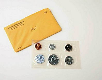 1964 U.s. Proof Set W/accented Hair Kennedy Half Dollar