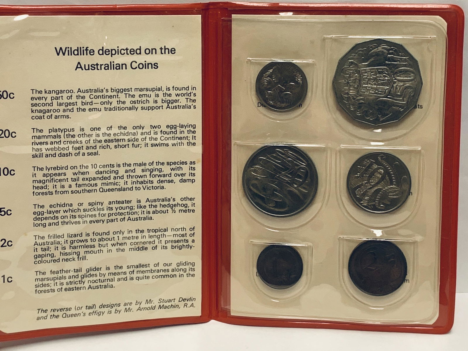 1975 Wildlife Depicted On The Australian Coins Set Of 6