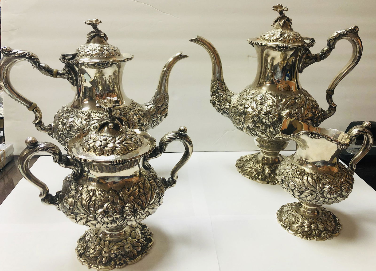 Stieff Hand Chased Sterling Extraordinary 1100 1/2 Heavy 5 Pce Tea Set ...