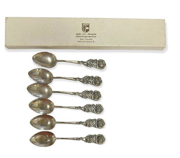 Antiko .800 Silver Rose Coffee Tea Spoon Set of 6 (#1144) on Sep 08 ...