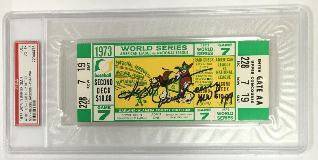 Reggie Jackson 1973 WS MVP Athletics-5, Mets-2 Autograph Full Ticket ...