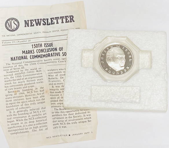 1977 The National Commemorative Society Silver Medal Joseph Segel ...