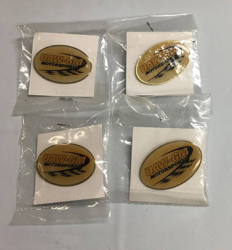 Set Of 4 Uaw Gm Motorsports Racing Logo Nascar Oval Hat Pin