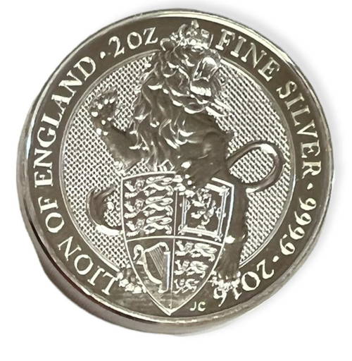 2016 Great Britain 5 Pounds Silver Lion Of The England 2 Oz Silver Coin ...