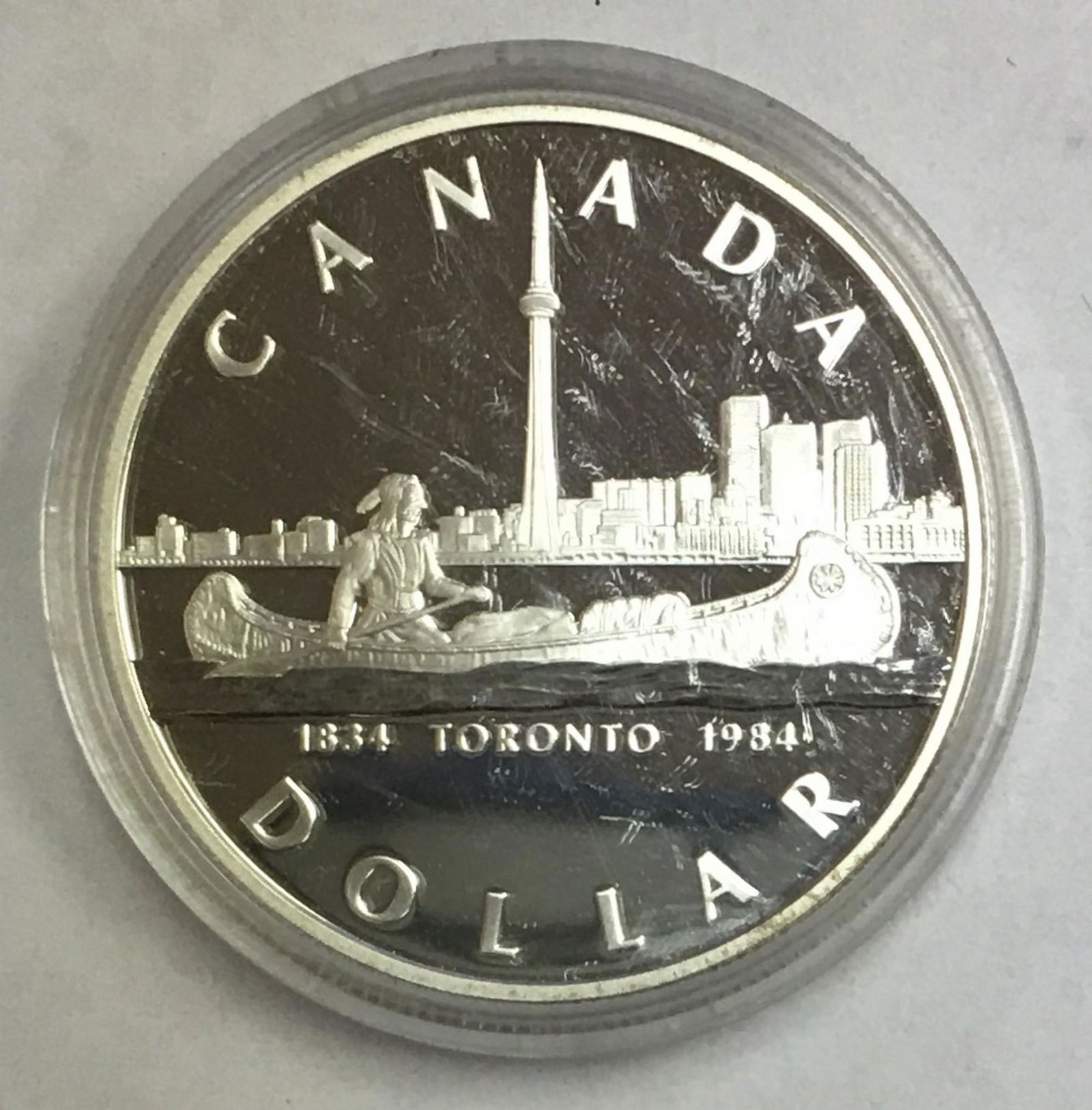 1984 Canada 150th Anniversary Of Toronto Silver Dollar Km140 Proof
